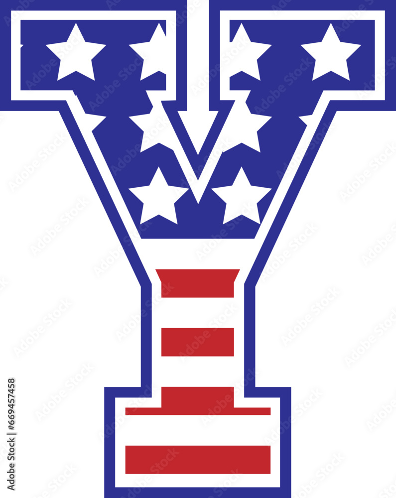 American Flag Letter Alphabet & Numbers Vector Clipart Set College ...