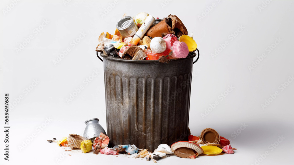 Overflowing Trash Bin: A Call to Action Against Plastic Pollution White ...