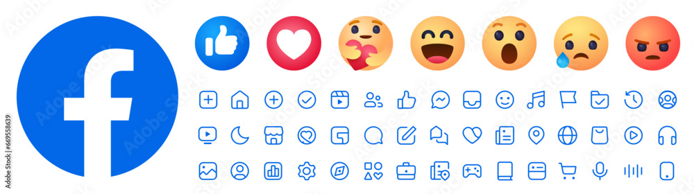 New redesign Facebook logo with updated icons and reactions, Facebook ...
