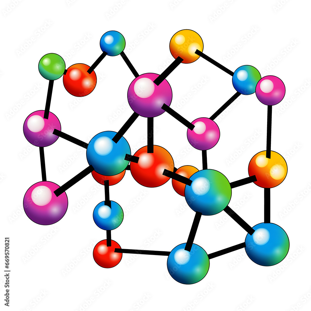 cartoon clipart of Molecule structure, transparent background, isolated ...