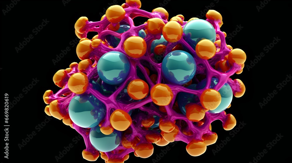 The intricate structure of proteins. The proteins are represented by ...