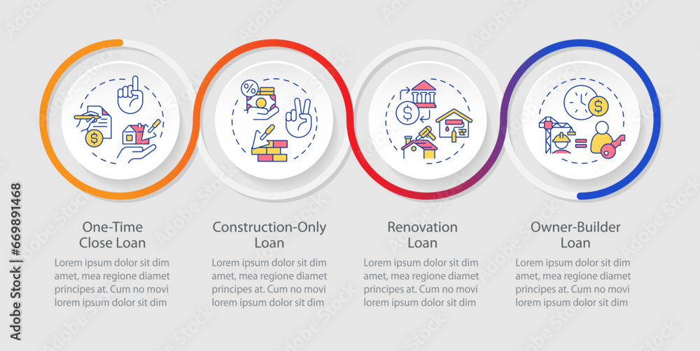 2D construction cost vector infographics template with colorful icons ...