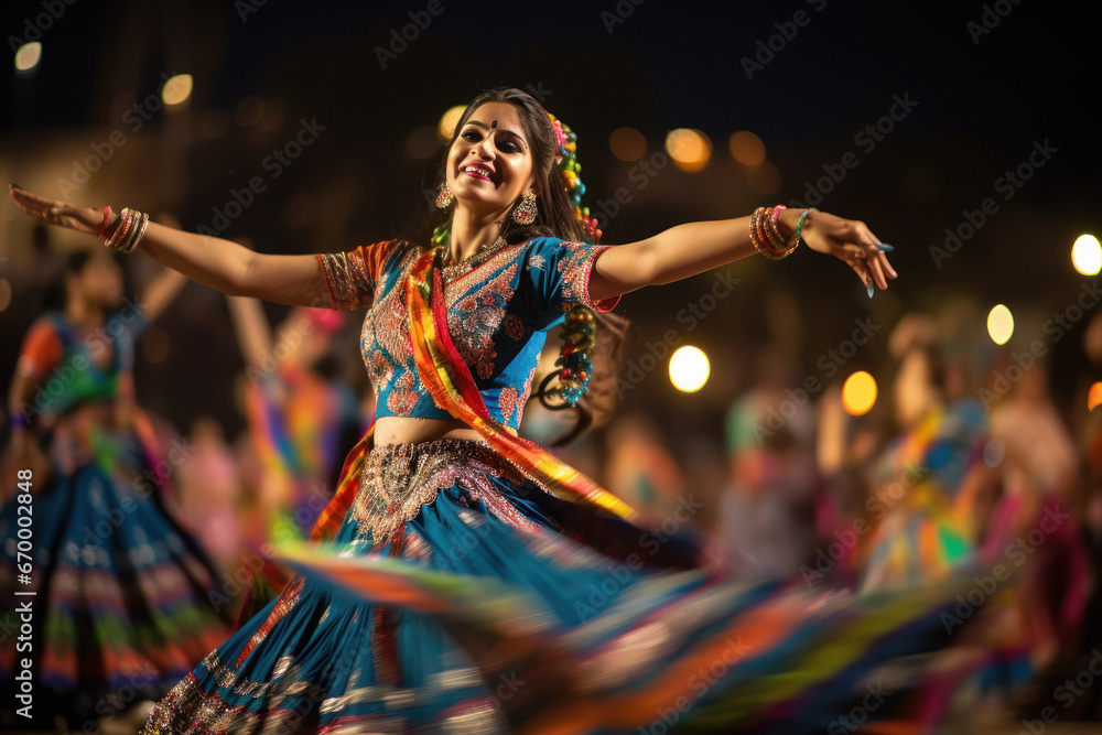Gujarati woman performing Garba Stock Photo | Adobe Stock