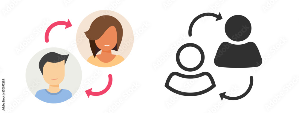 Exchange change user customer staff icon vector graphic flat carton and ...