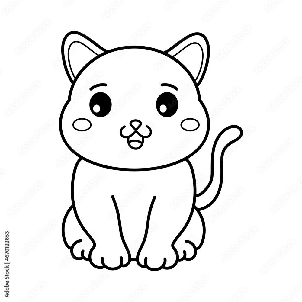 Cat Coloring Page Coloring Book Page Black And White Vector