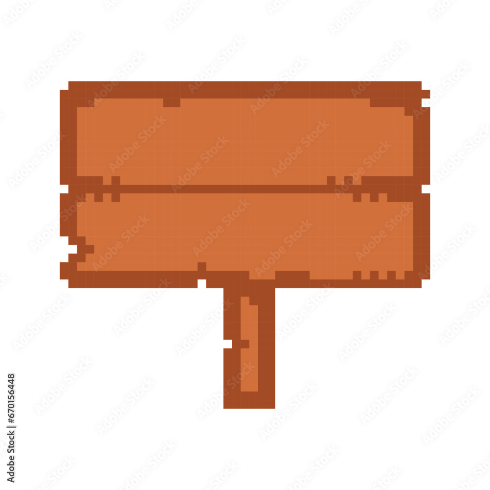 Pixel wooden roadside sign, old village, 8 bit timber roadside pointer ...