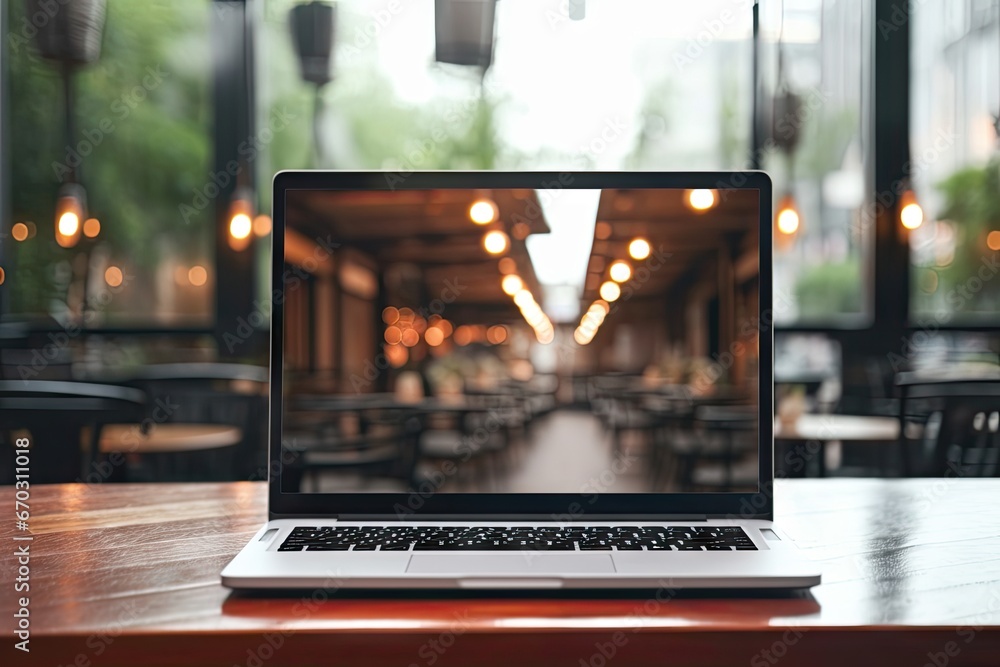 Stock-Foto „restaurant shop coffee screen blank showing laptop computer ...
