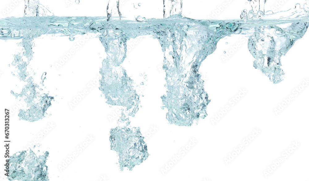 Drinking water pouring into clear glass. Bubbles inside from pouring ...