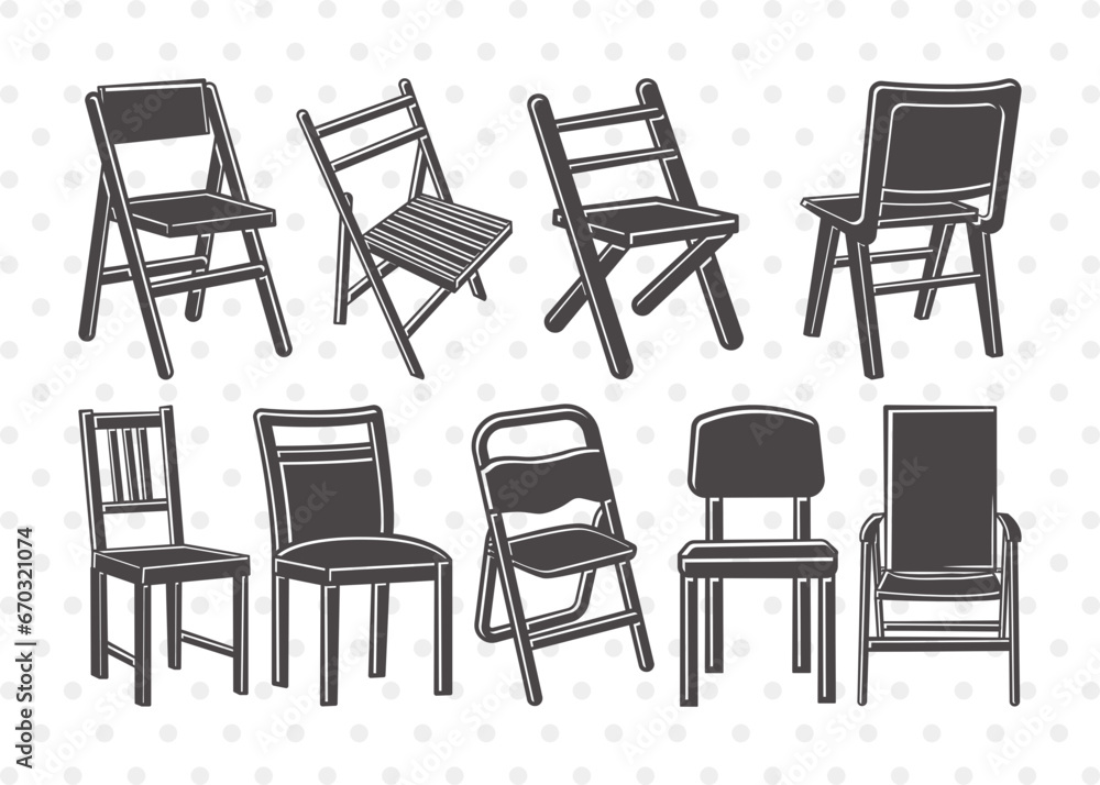 Chairs Clipart SVG Cut File, Desk Chair Svg, Wooden Chair Svg, Dining ...
