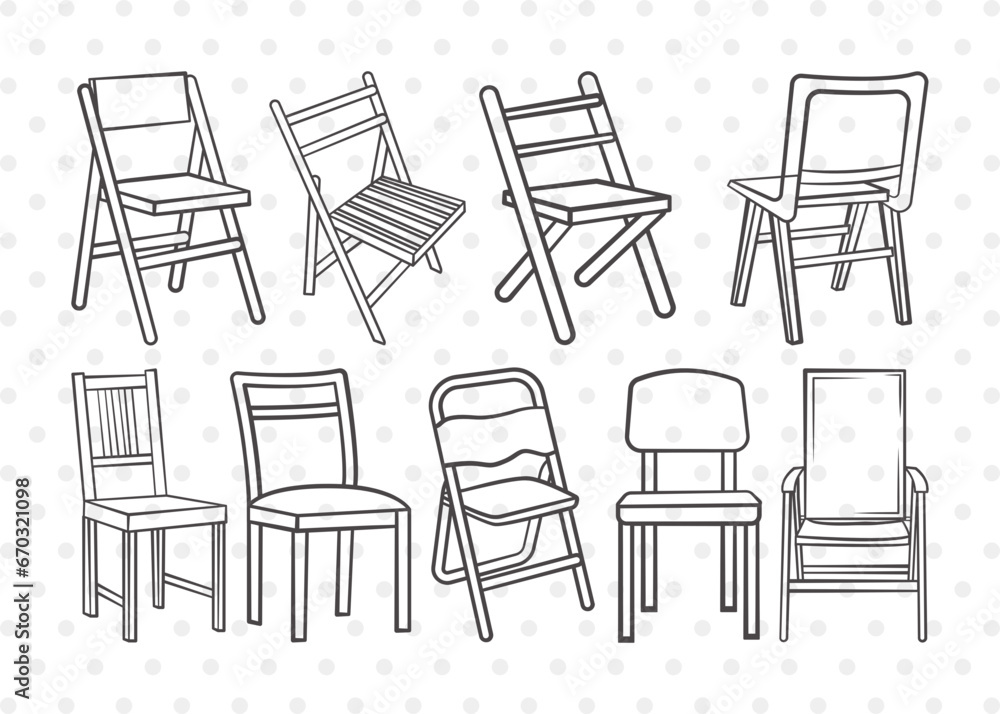 Chairs Clipart SVG Cut File, Desk Chair Svg, Wooden Chair Svg, Dining ...