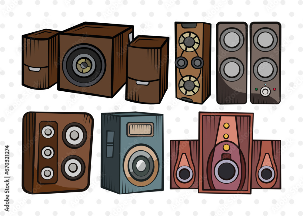Vetor Sound Box Clipart SVG Cut File | Speakers Svg | Speaker Box Svg ...