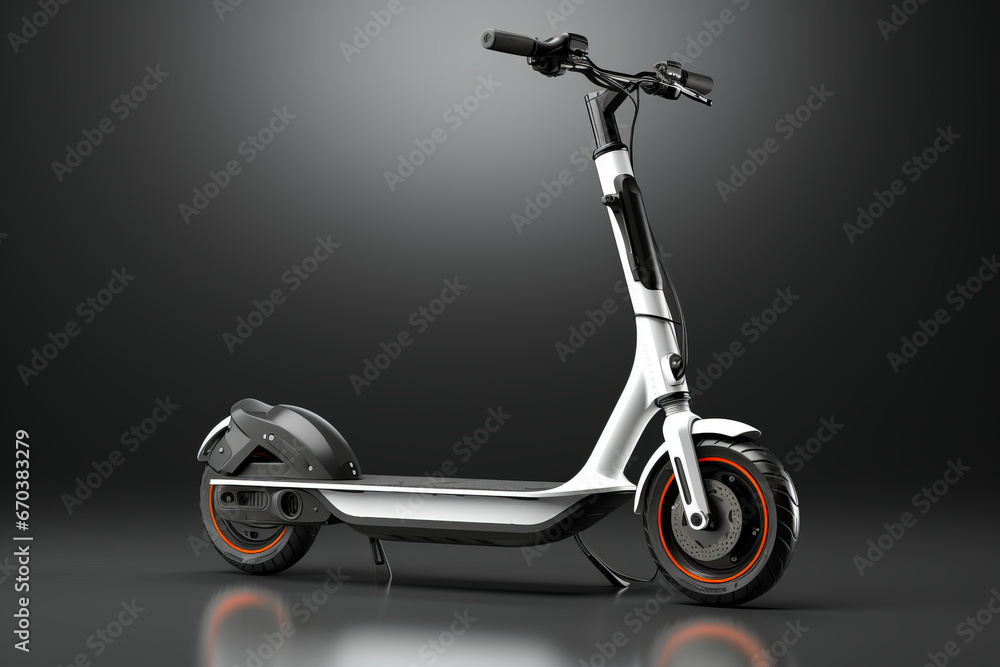 Minimal electric kick scooters with a subtle 3D effect, highlighting ...