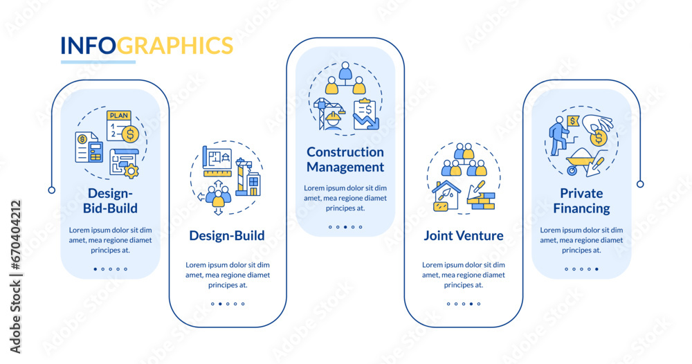 2D construction cost vector infographics template with thin linear ...