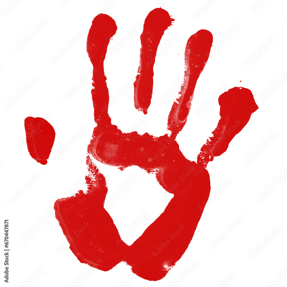 Bloody hand print isolated on transparent background. Royalty high ...