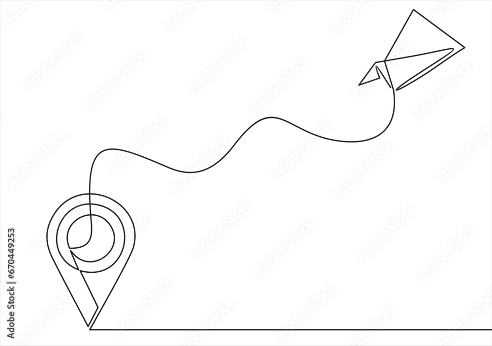 Vector de Stock Continuous line drawing of Paper plane flight routes ...