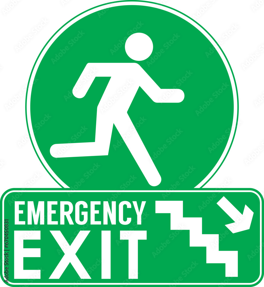 emergency exit door signage, vector illustration. template ready to ...