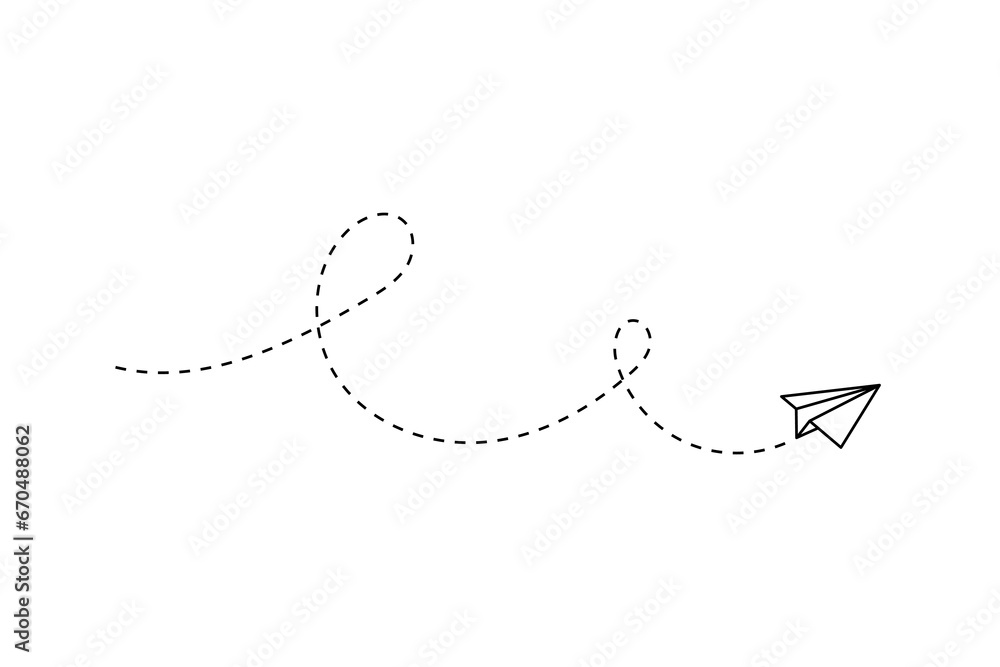 Paper plane with dotted line, paper airplane, travel symbol, isolated ...
