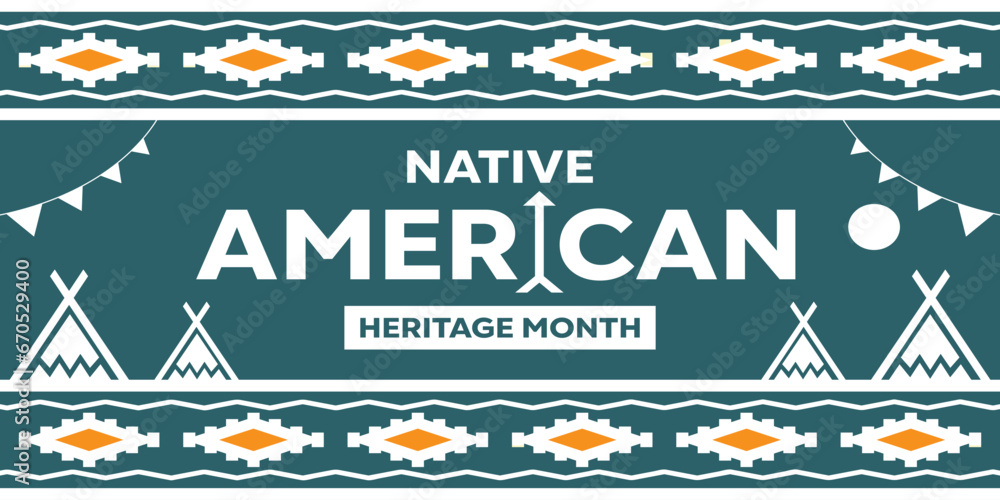"Green background with a Native American Heritage Month theme ...