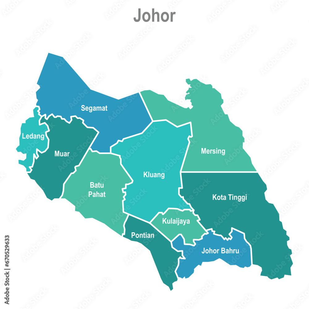 Map Johor Darul Takzim, Malaysia Stock Vector | Adobe Stock