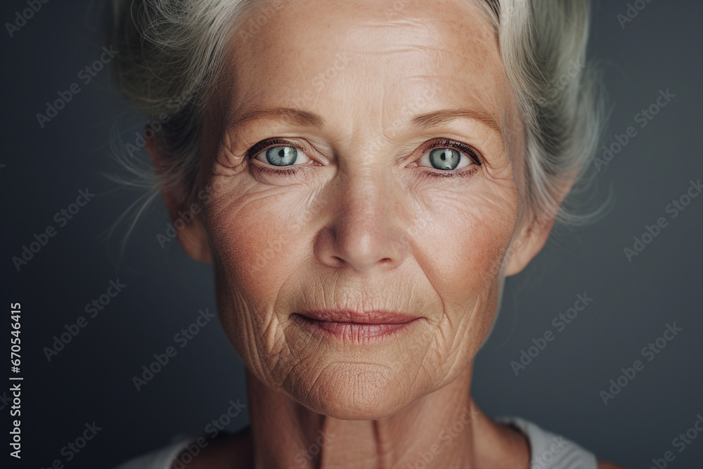 Generative AI picture portrait of beautiful senior woman face closeup ...