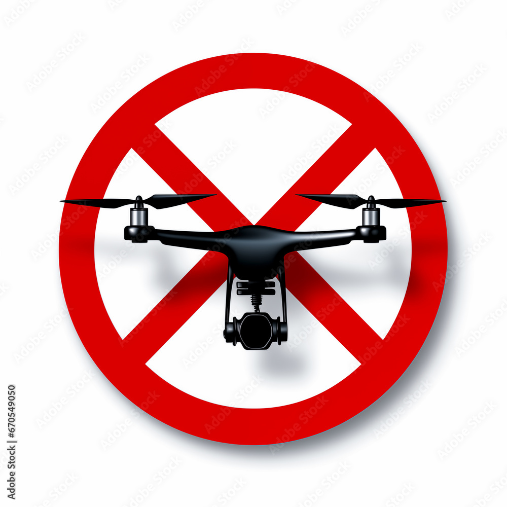 Drone forbidden or No drones allowed sign, isolated on white background ...