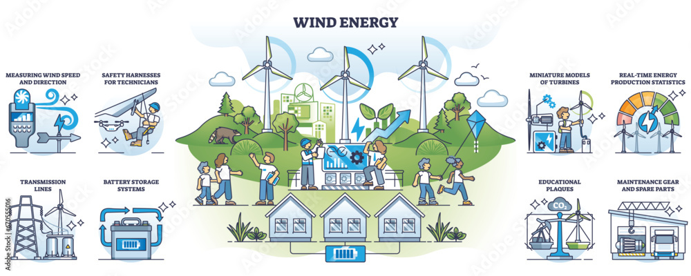 Wind energy infrastructure and green electricity production outline ...