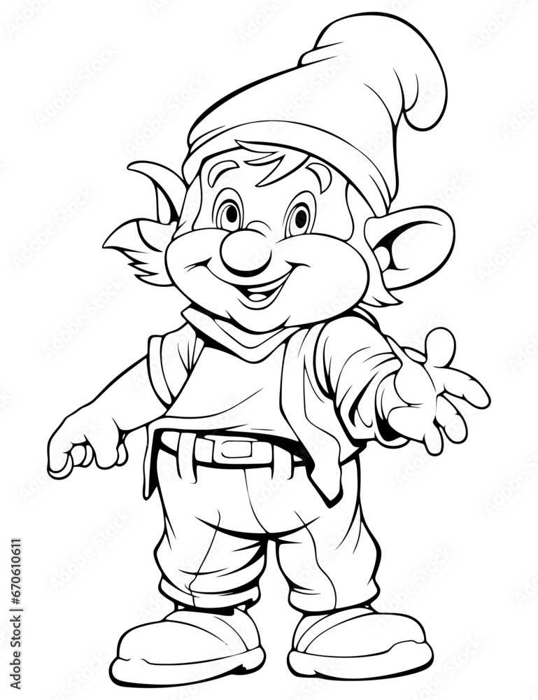 dwarf coloring page for kids Stock Vector | Adobe Stock
