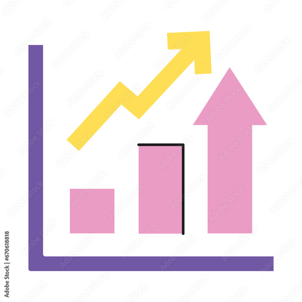 A graph icon with an arrow, representing trend, growth, increase ...