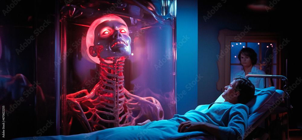 Photo Stock Doctor Explaining Pre-Operation Procedure with 3D Scan of ...