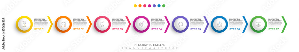 Business vector infographic design template. Circle timeline with icons ...