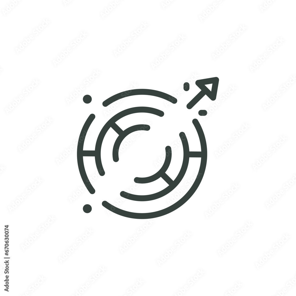 Outline Icon Maze View From Above Cut in Straight Line in Half, Arrow ...
