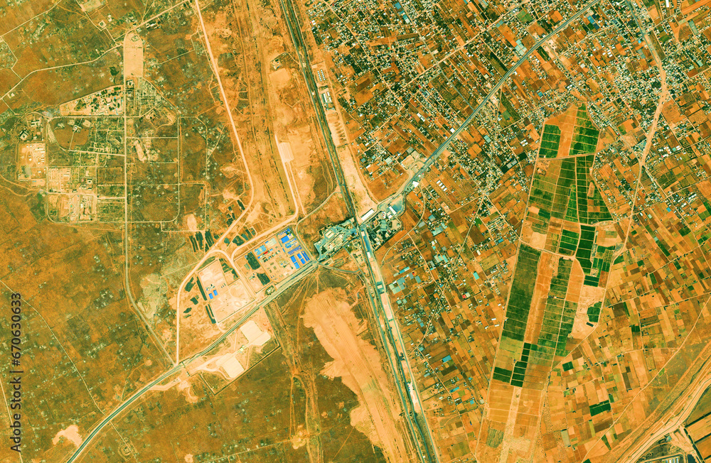 Gaza, Palestine - Map of the Gaza Strip, satellite view, top view ...