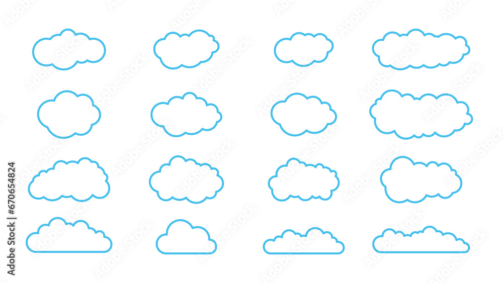 Collection of cloud icons on transparent background. PNG illustration ...