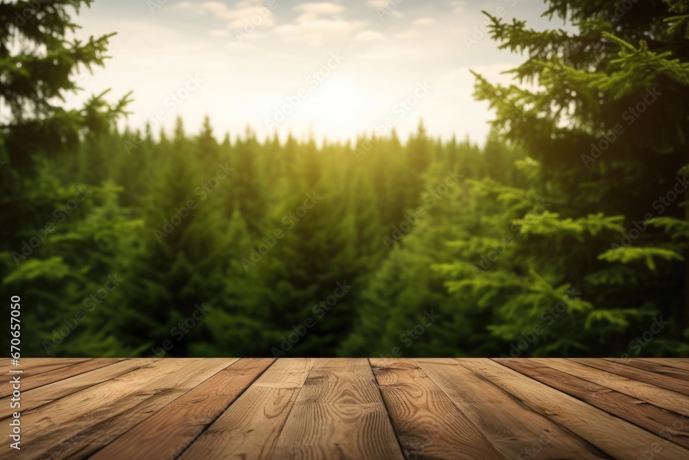Wooden table background with landscape of forest. wooden, table, wood ...
