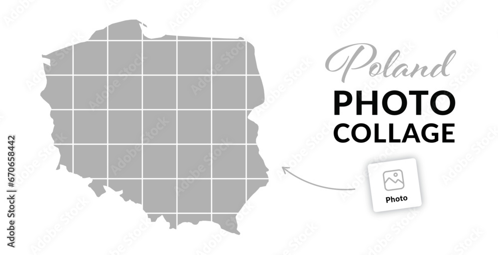 Poland country photo collage. Travel memories concept. Map of Poland ...