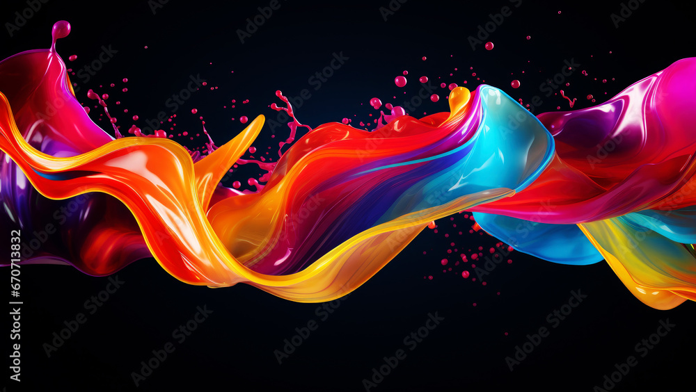 Liquid floating colorful, color splash in rainbow colors isolated on ...