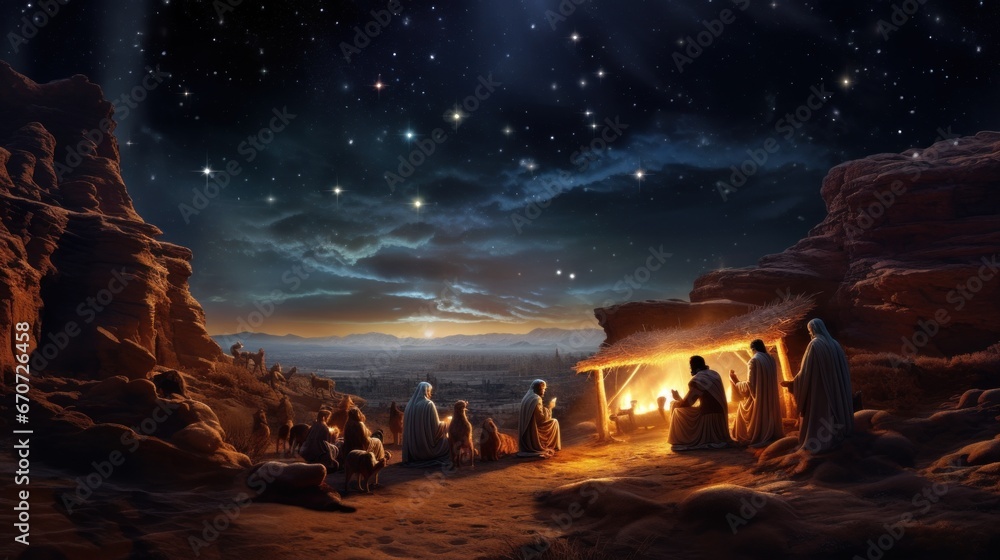 Bethlehem, the wise men followed the path of the star to the stable ...