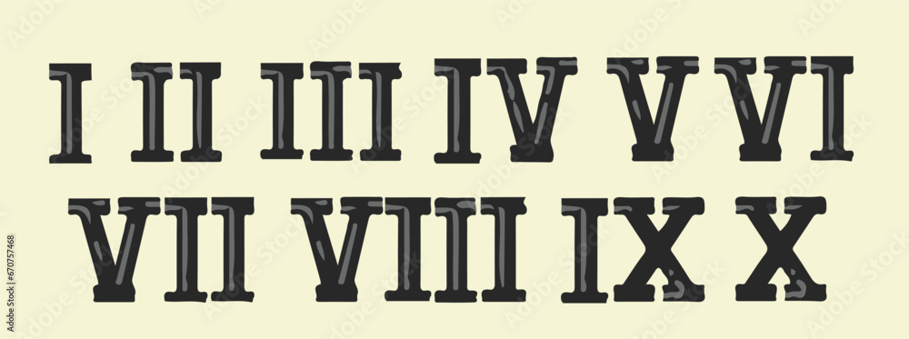 Roman numerals, vintage numbers font Stock Vector | Adobe Stock
