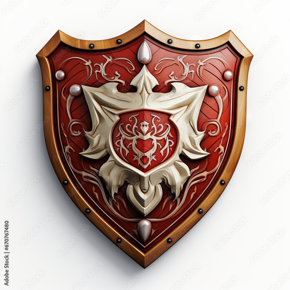 3d shield that combines elements of traditional heraldry with a modern ...