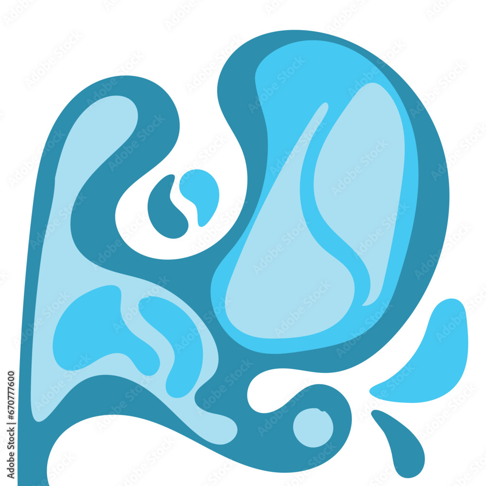 Blue chemistry liquid elemnet , splashes collection with uneven fluid ...
