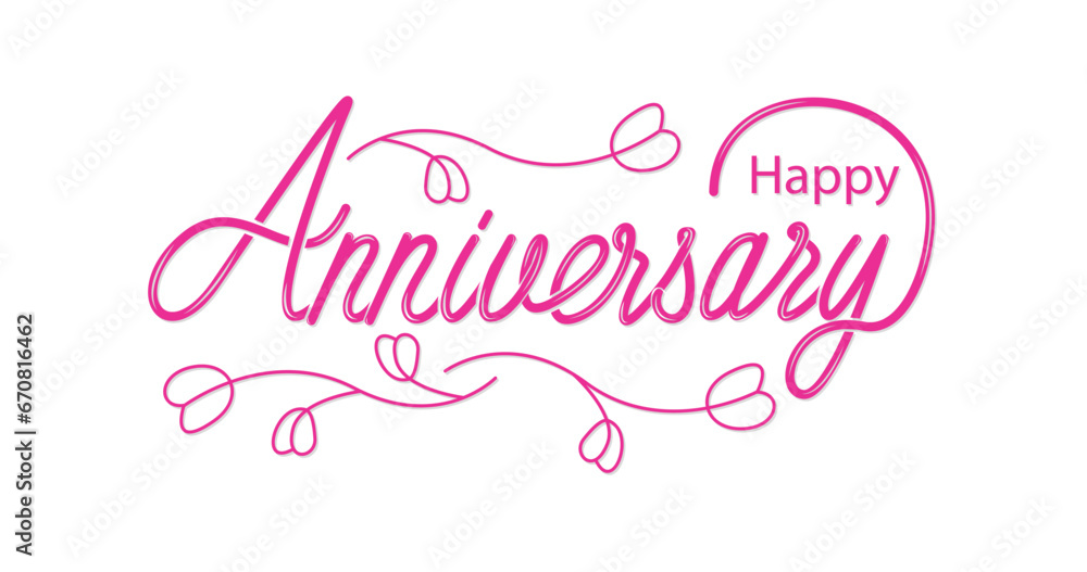 Happy Anniversary greeting card. Handwritten vector line lettering ...
