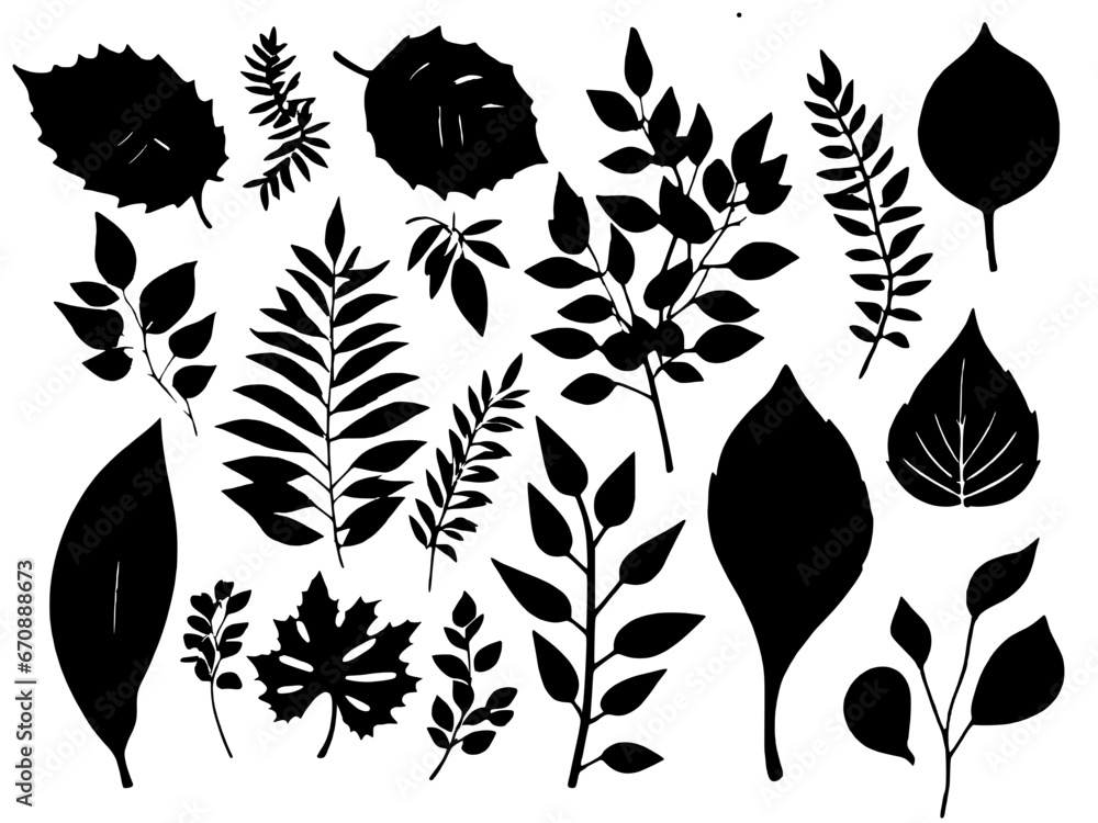 lin art black LEAF SVG Bundle, LEAVES Svg Bundle, Leaf Clipart, Leaf ...