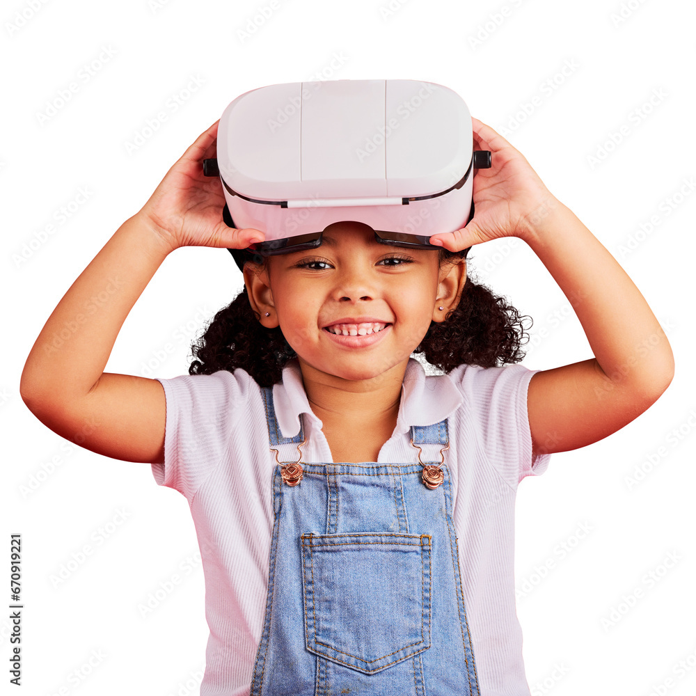 Glasses, virtual reality and child portrait in metaverse, 3d games or ...