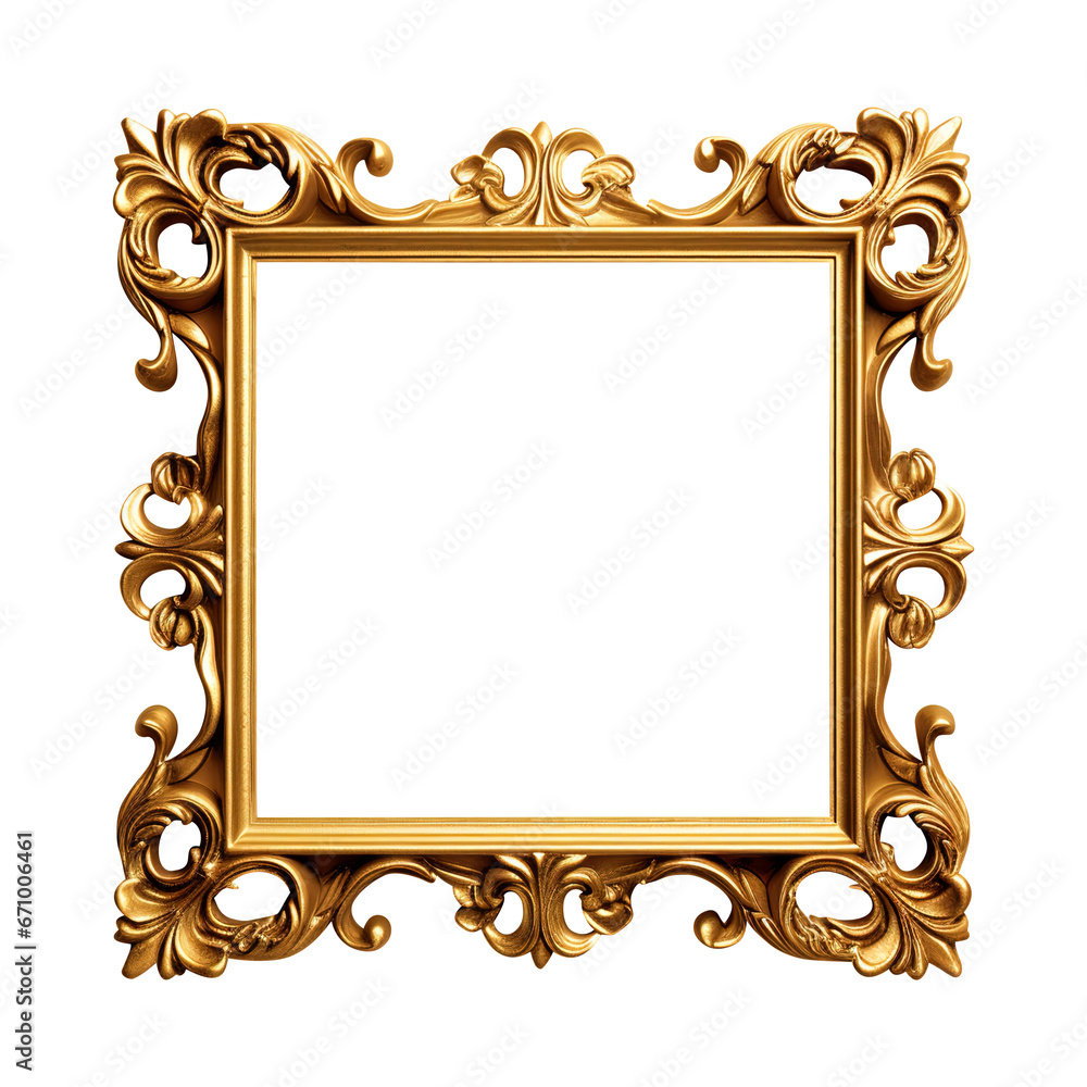 antique gold picture frame isolated on transparent background Remove ...
