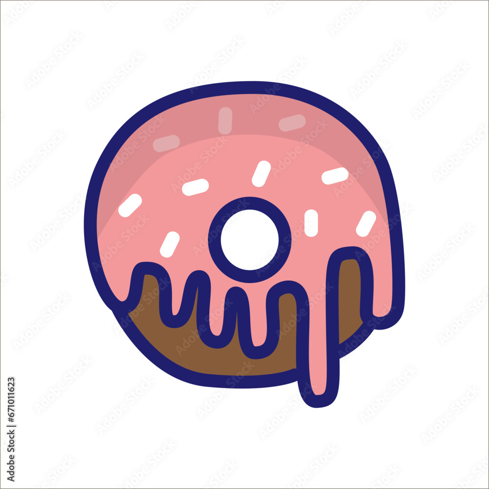 Flat vector illustration donut food icon banner menu restaurant cafe ...