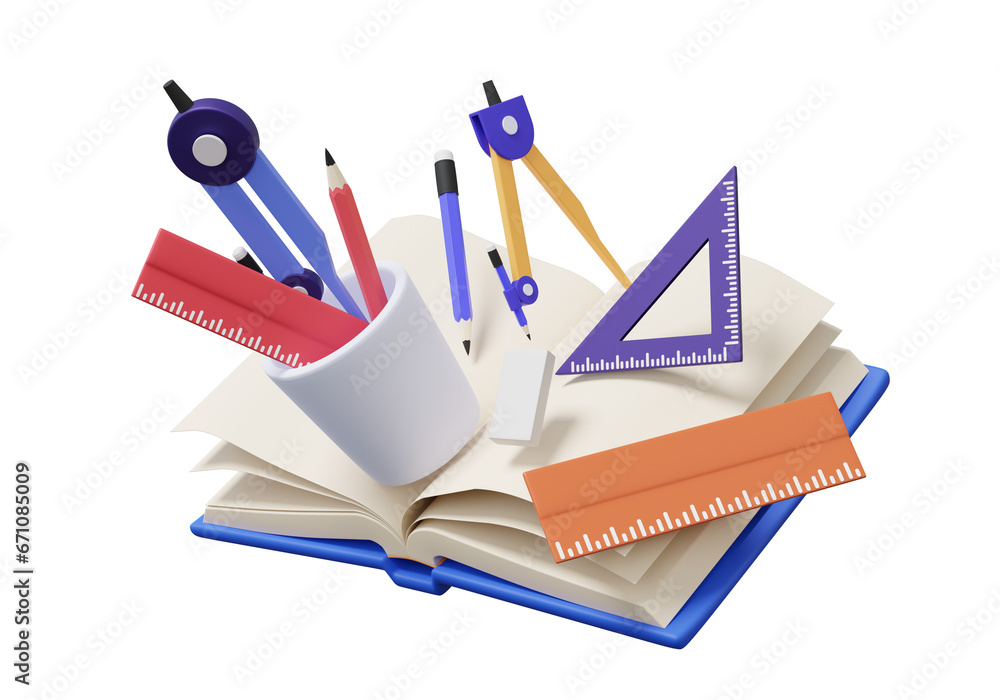 Open book learning geometric compass triangle length ruler supplies for ...