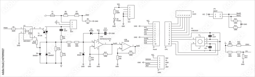 Schematic diagram of electronic device. Vector drawing electrical ...