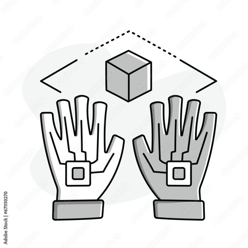 3D Interaction Icon. Two hands interacting with a 3D object to ...