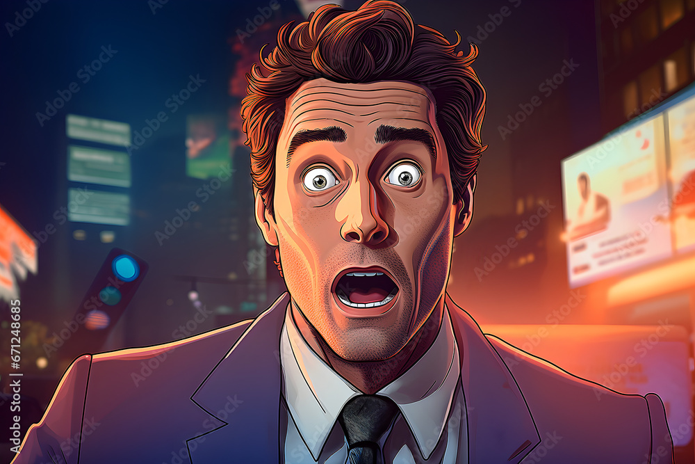 Shocked man i cartoon style Stock Illustration | Adobe Stock