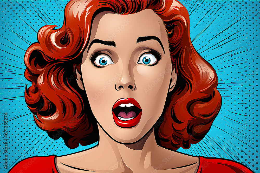 Shocked, scared woman in cartoon style Stock Illustration | Adobe Stock
